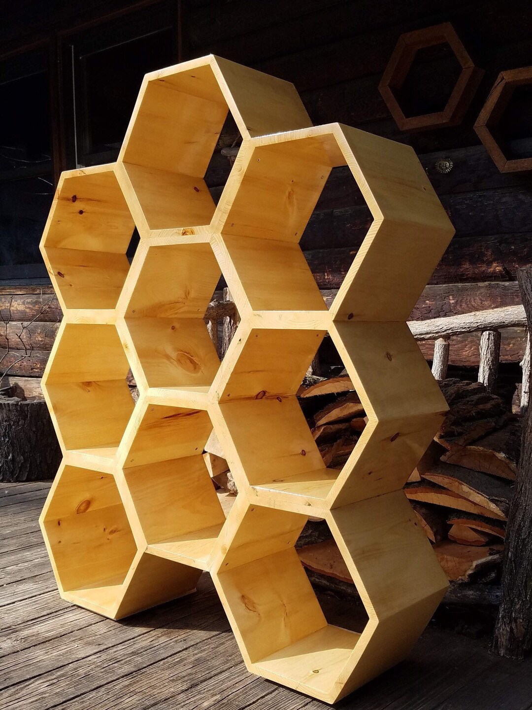 Shelving Unit in Clear Non-toxic Finish / Honeycomb Shelf, Hexagon ...