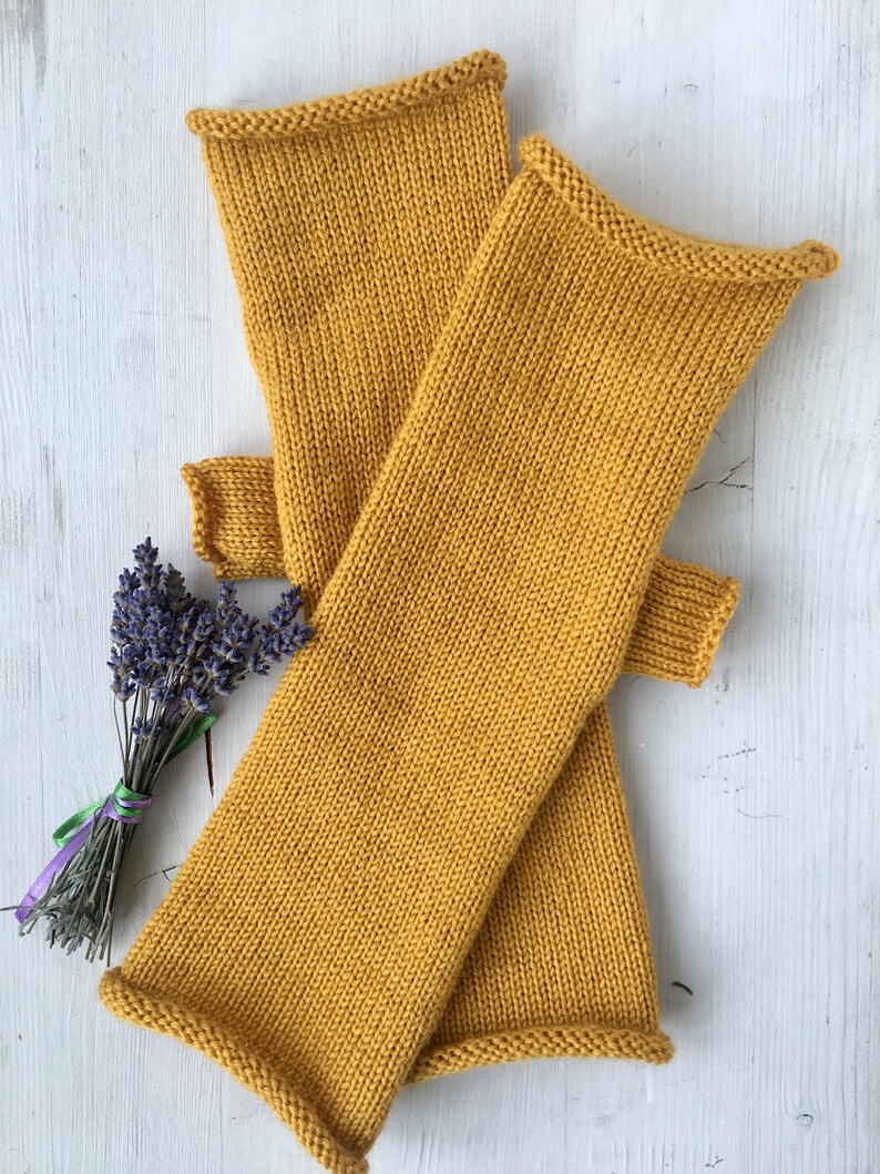 Mustard Fingerless Mittens Knit Fingerless Gloves Knit Wrist Etsy