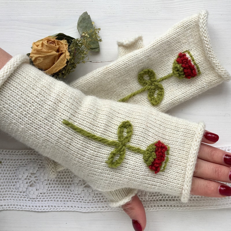 Embroidered Mittens - Etsy
