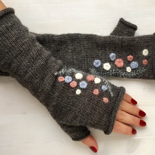 Knitted Long Arm Warmers for Women Alpaca Fingerless Mittens - Etsy
