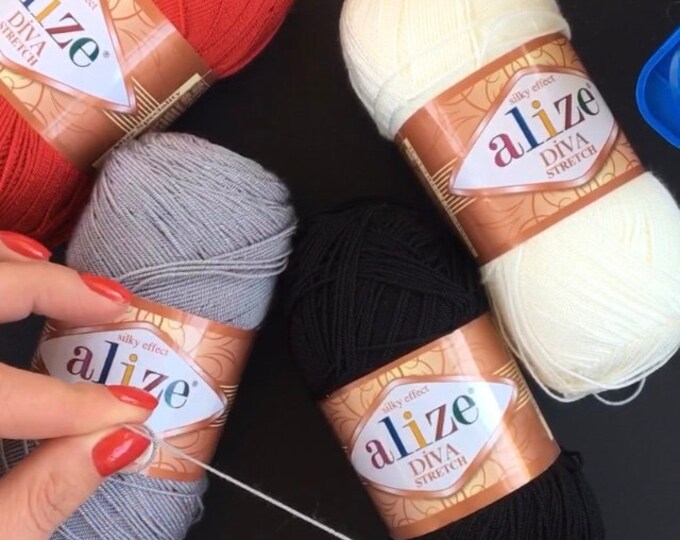 ALIZE DIVA STRETCH Elastic Yarn, Bikini Yarn, Summer Sport Weight ...