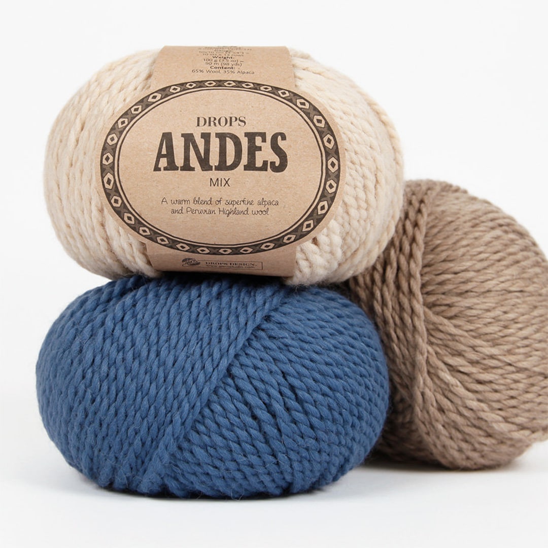 DROPS Andes Chunky Knitting Yarn Soft and Bulky Blend of Alpaca/wool ...