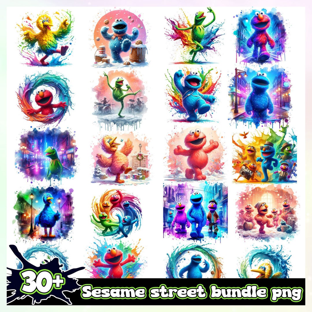 Sesame Monsters Splash and Watercolor Digital Design PNG File for ...