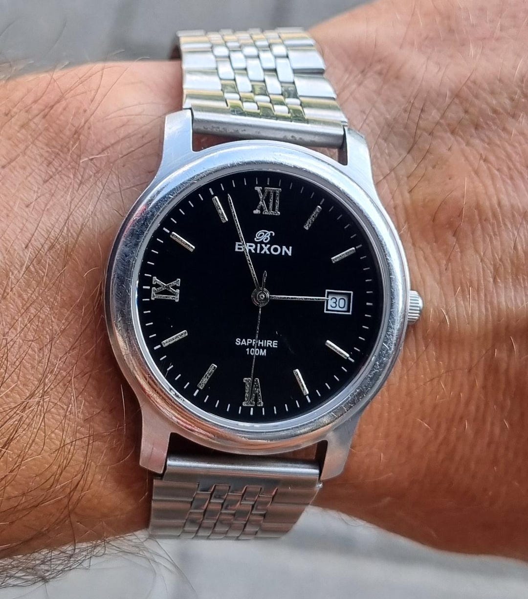 Vintage German BRIXON Sapphire WR100 Black Dial Men's Quartz Watch W Day - Etsy