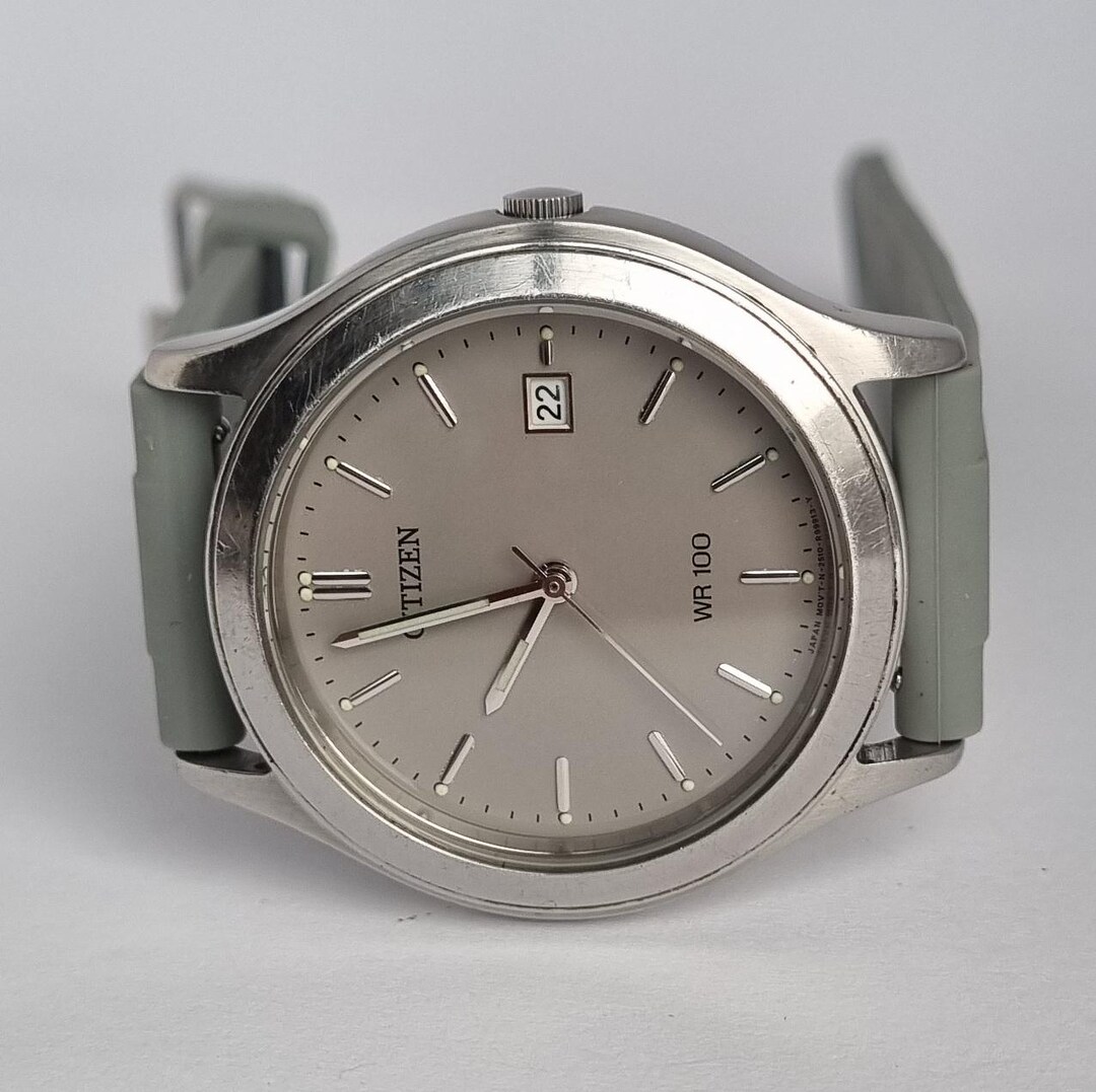Vintage 1992 Citizen 2510-R36604 WR100 Grey Dial Men's Quartz Watch W ...