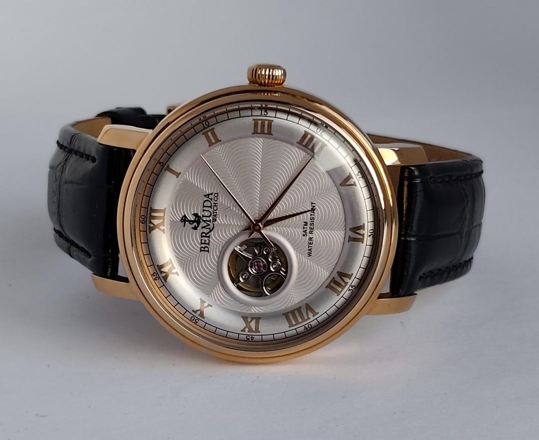 Genuine 2016 BERMUDA Paget Open Heart Rose Gold Automatic Men's Watch ...