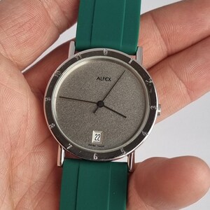 Vintage 1990 Swiss ALFEX Design Kato Silver Dial Men's Quartz Watch W Day - Etsy