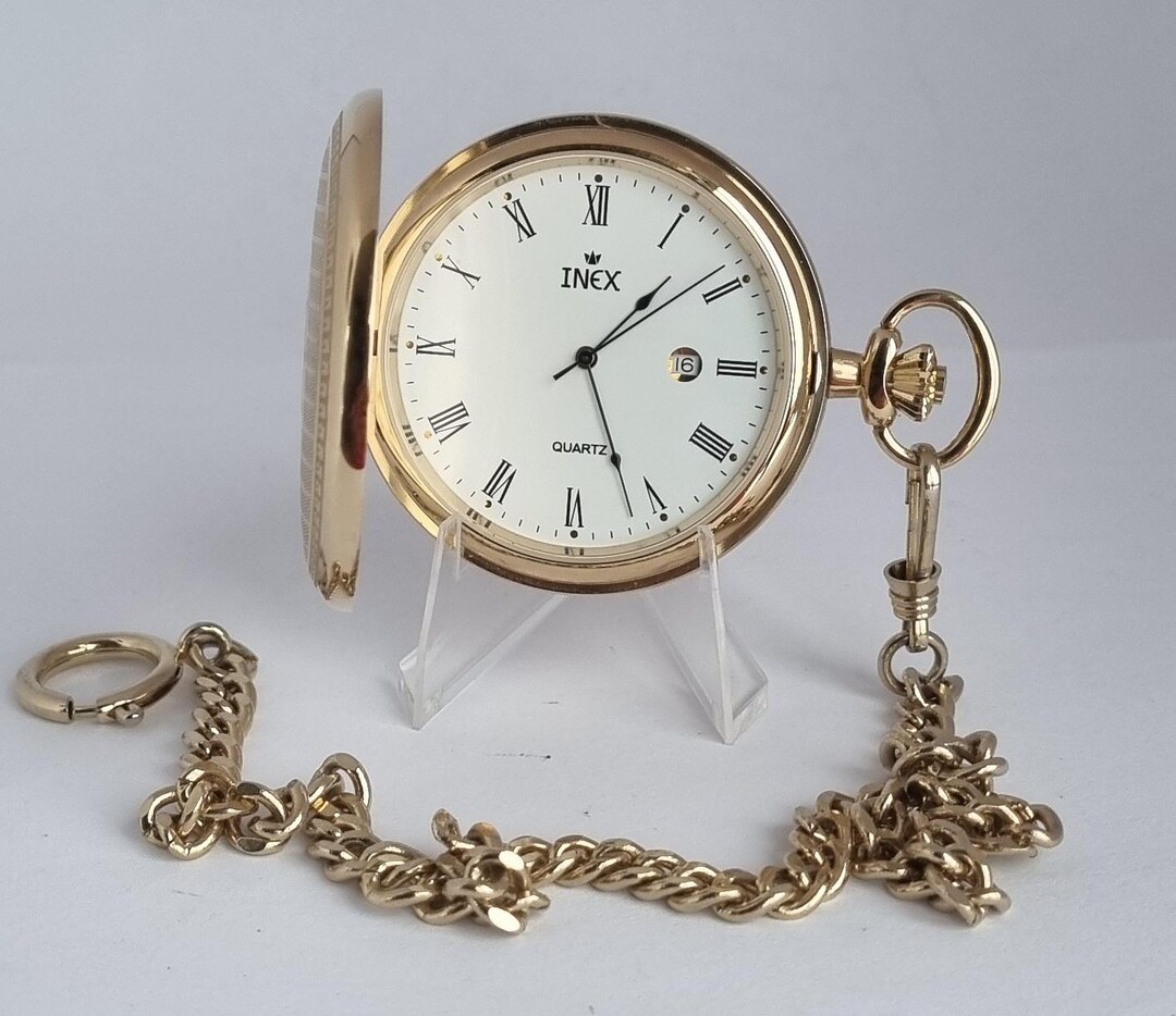 Vintage Danish INEX Gold Tone Quartz Pocket Watch W Day - Etsy