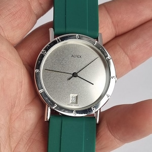 Vintage 1990 Swiss ALFEX Design Kato Silver Dial Men's Quartz Watch W Day - Etsy