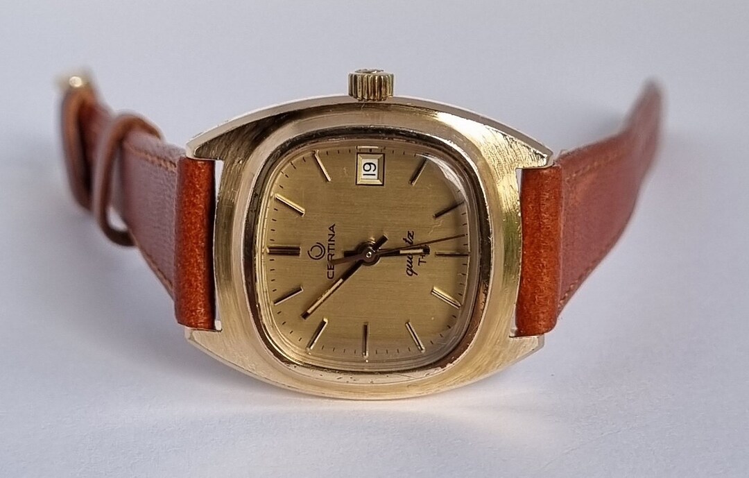 Rare Swiss 1985 Certina Town & Country Gold Plated Women's Quartz Watch ...