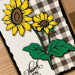 Thank You Sunflower Card - Handmade Sunflower Card - Thank You Card ...