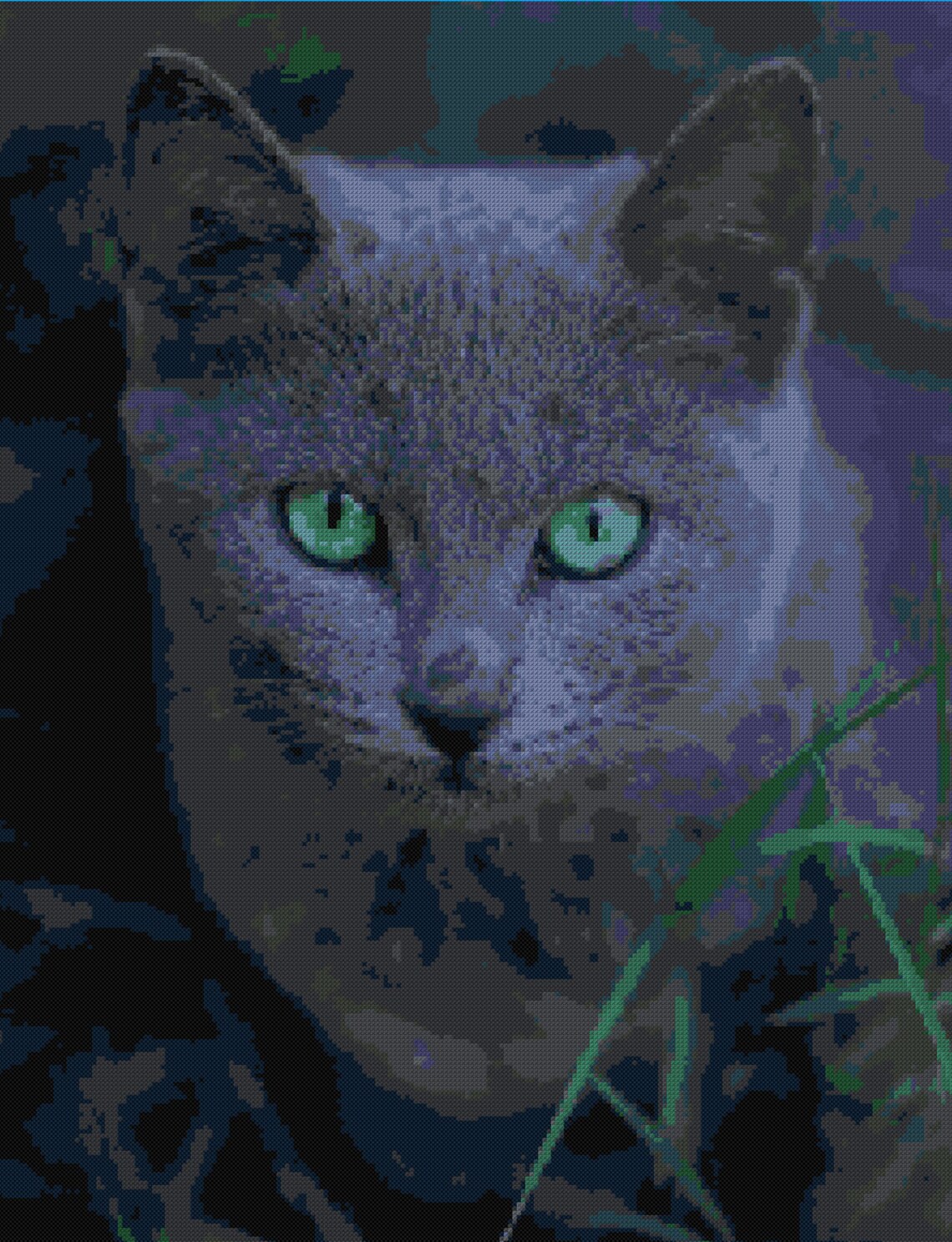 Green Eyed Gray Cat Cross Stitch Pattern Counted Cross - Etsy