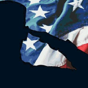 Soldier Saluting American Flag Cross Stitch Pattern, Cross Stitch ...