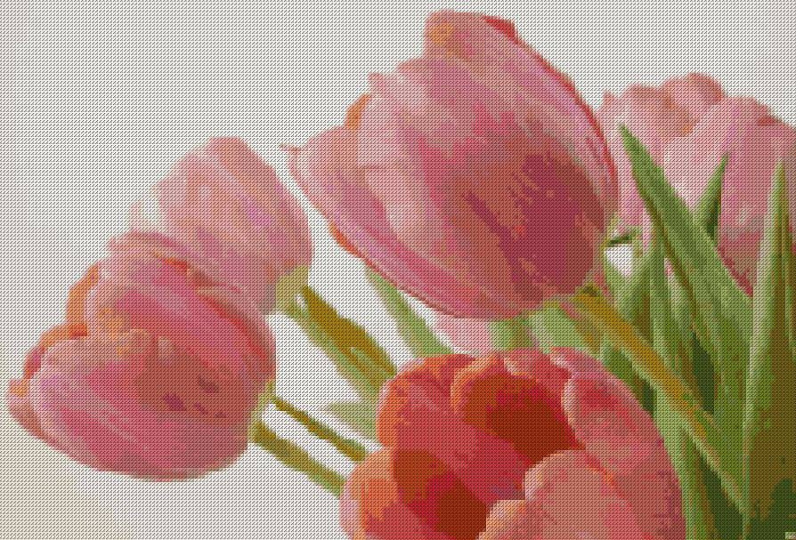 Pink Tulips Cross Stitch Pattern, Cross Stitch Pattern, Pattern Keeper ...