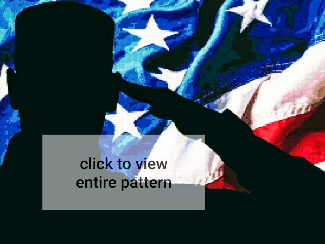 Soldier Saluting American Flag Cross Stitch Pattern, Cross Stitch ...