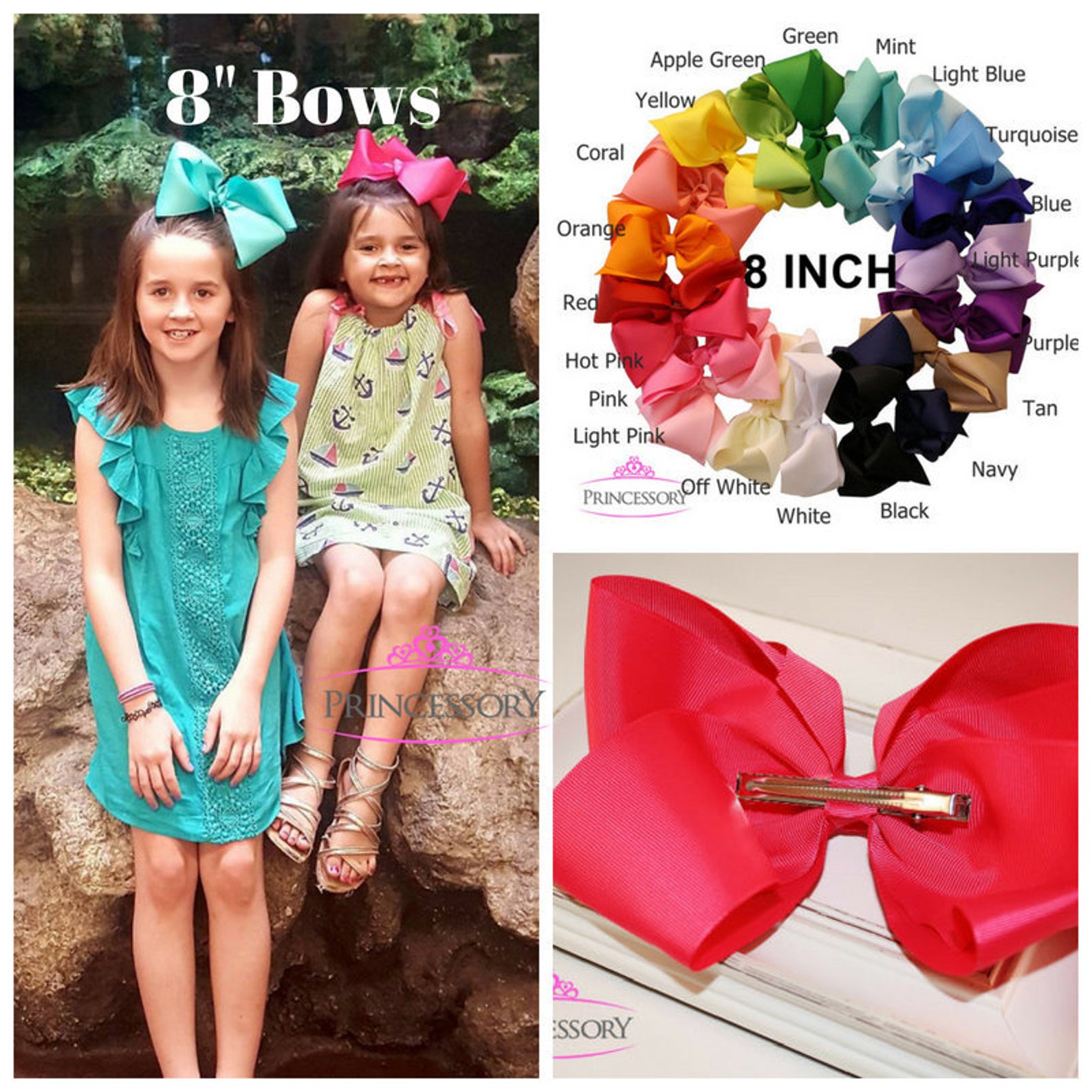 8 INCH big hair bows large hair bow hairbows girls | Etsy