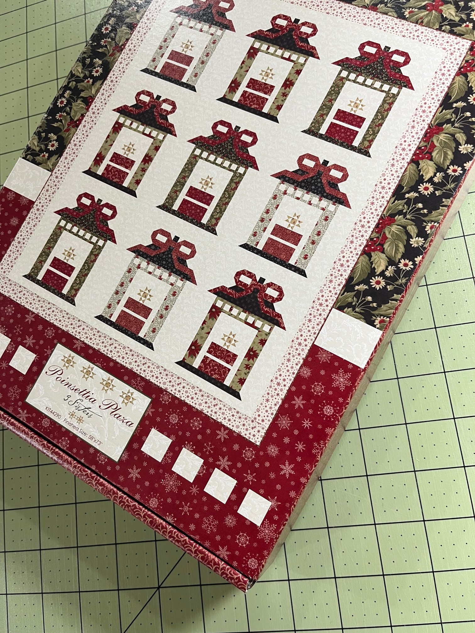 FREE SHIPPING! Poinsettia Plaza Quilt Kit, 58" X 73", Pattern and ...