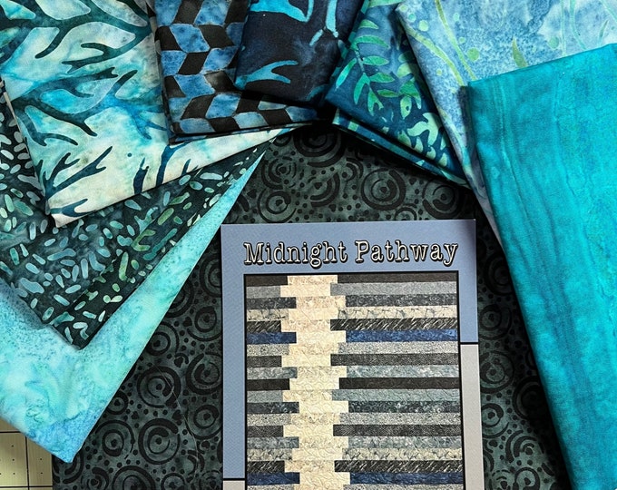 FREE SHIPPING Batik Strip Quilt Kit in Teal, 52 X 72, Villa Rosa ...