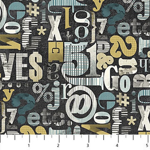 Urban Grunge Abstract Fabric Black With Letters and Symbols - Etsy