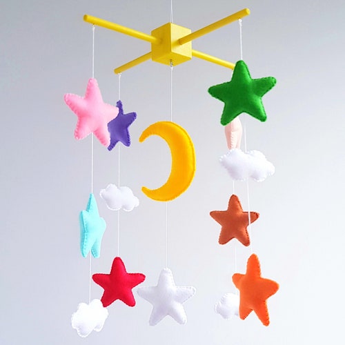 Colorful Stars Baby Crib Mobile Nursery Baby Crib Mobile | Etsy