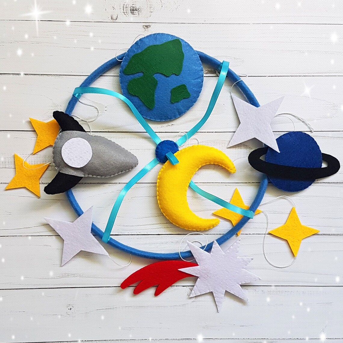 Space Baby Crib Mobile Nursery Felt Cot Hanging Crib Mobile Boy Mobile ...