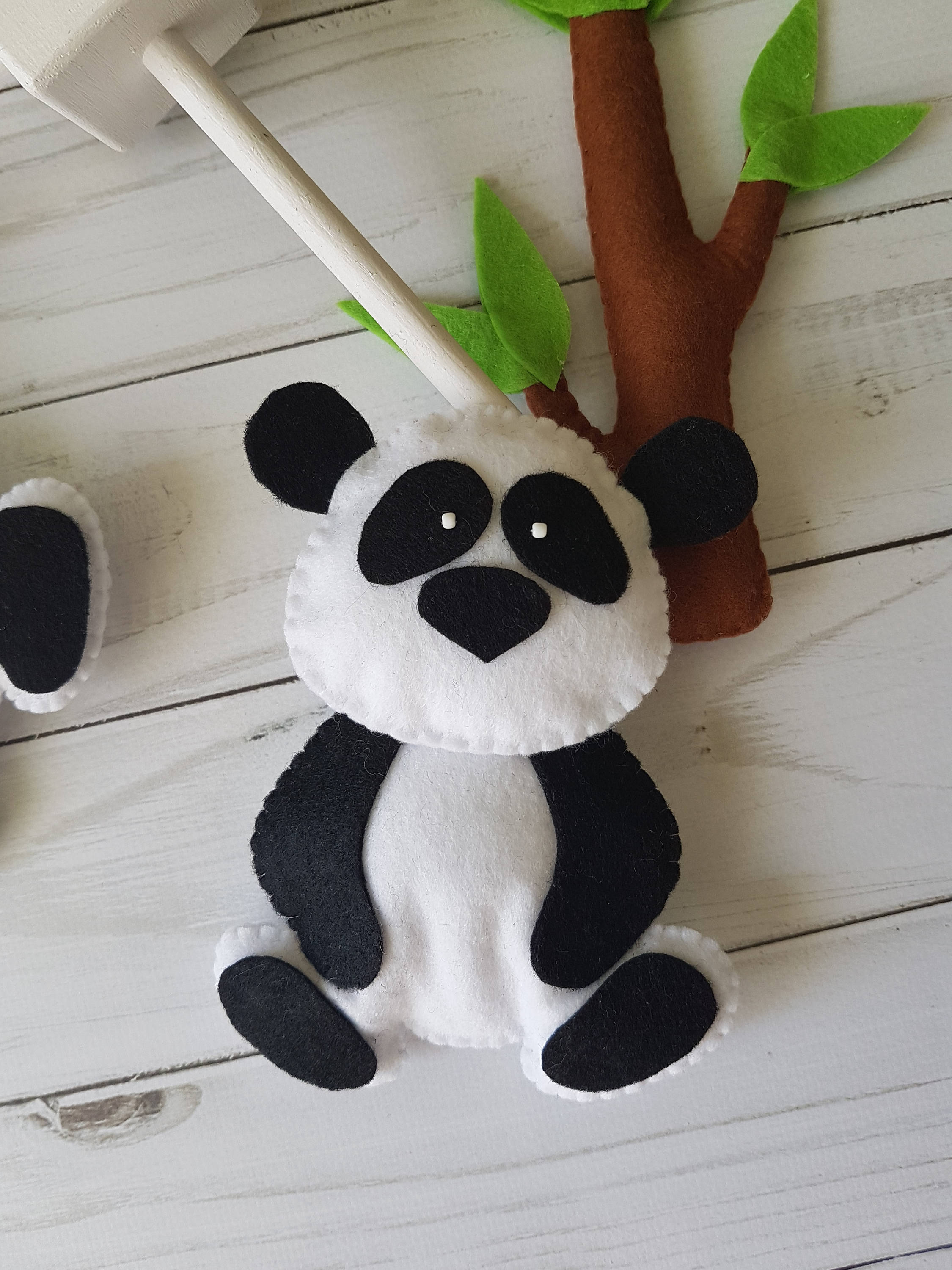 Panda baby crib mobile Nursery Cot Boy shower gift Felt | Etsy