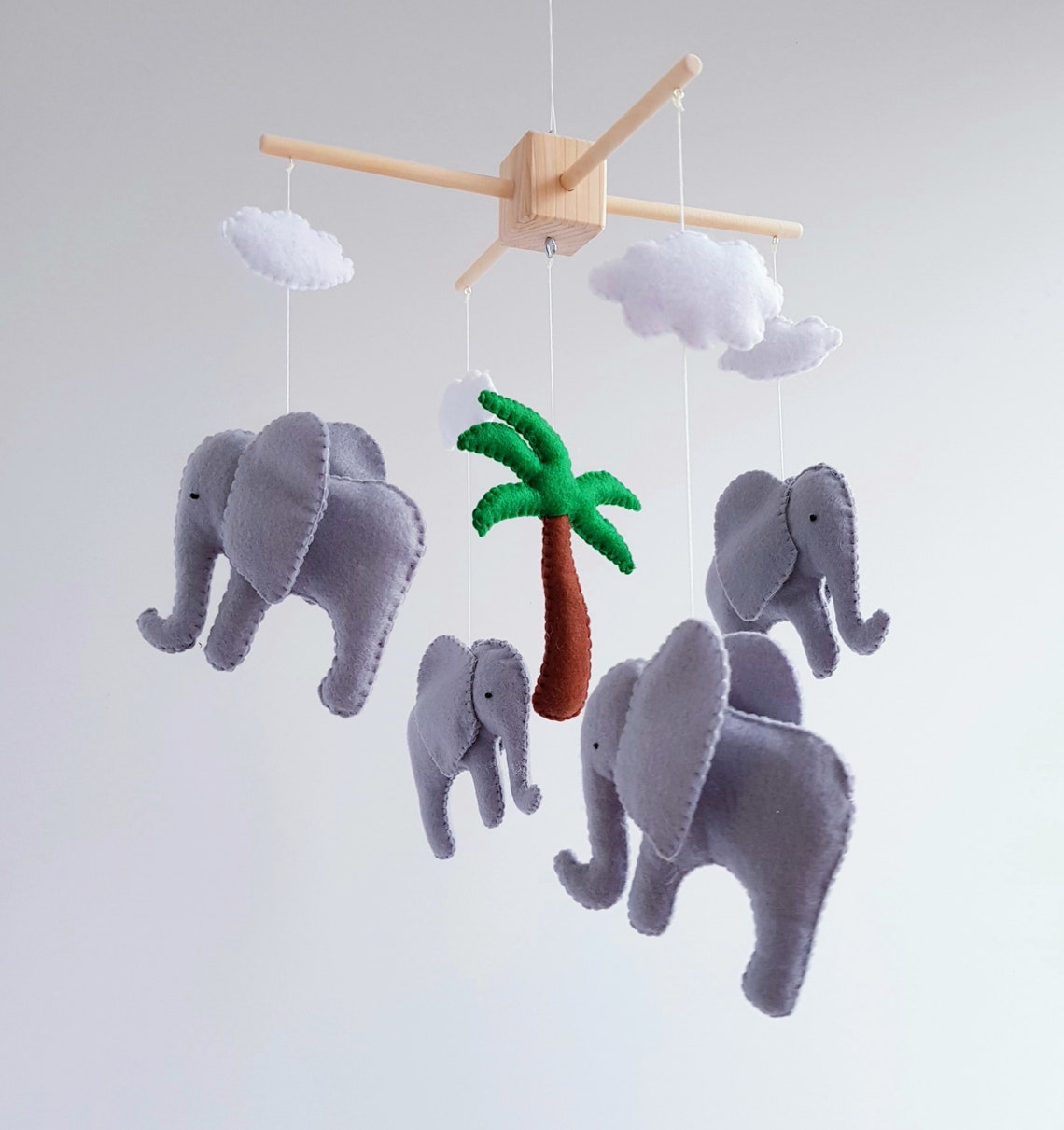 Elephant Baby Crib Mobile Nursery Felt Mobile Animals Mobile Safari ...