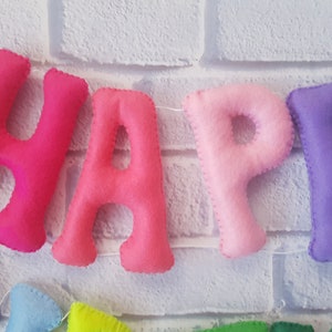 Happy Birthday Felt Banner, Gigantic Garland, Felt Letters 4.3 Inches ...
