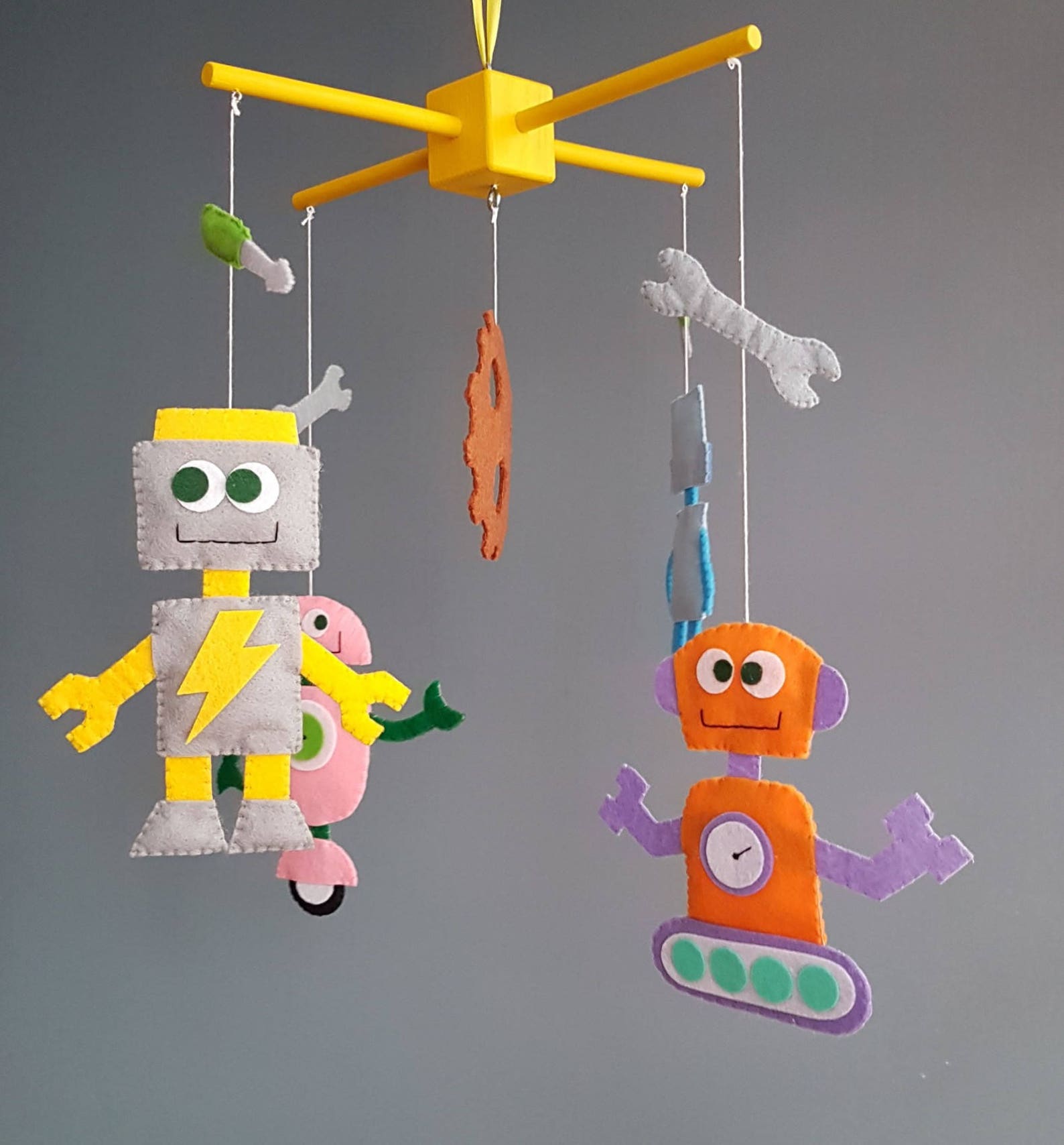 Robots Baby Crib Mobile Nursery Handmade Felt New Baby Gift | Etsy