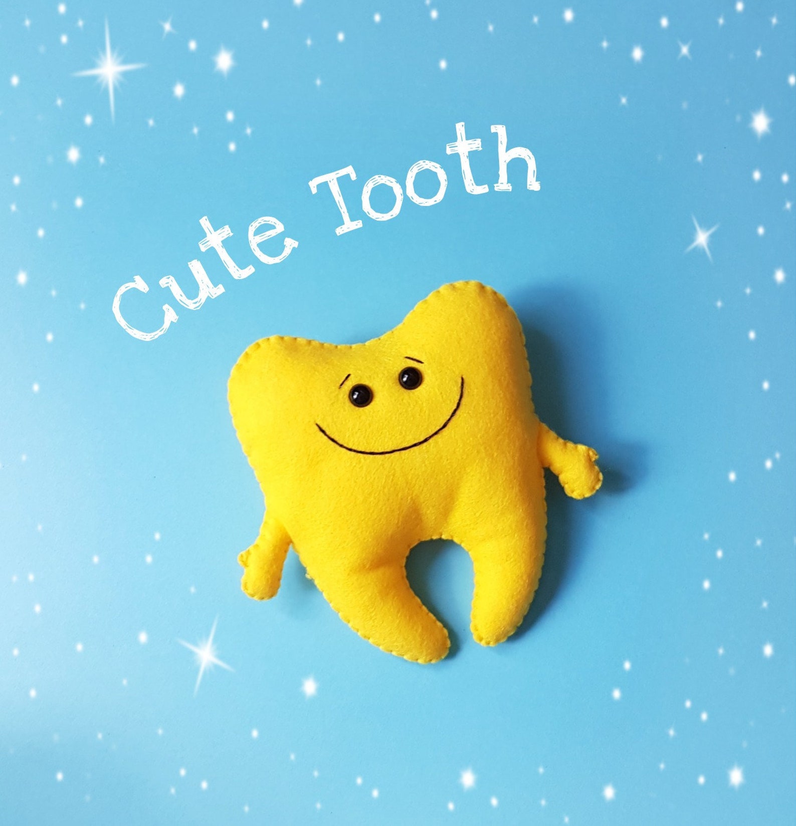 Cute Tooth Fairy Pillow Felt Yellow Tooth Soft Toy Tooth Loose Tooth ...