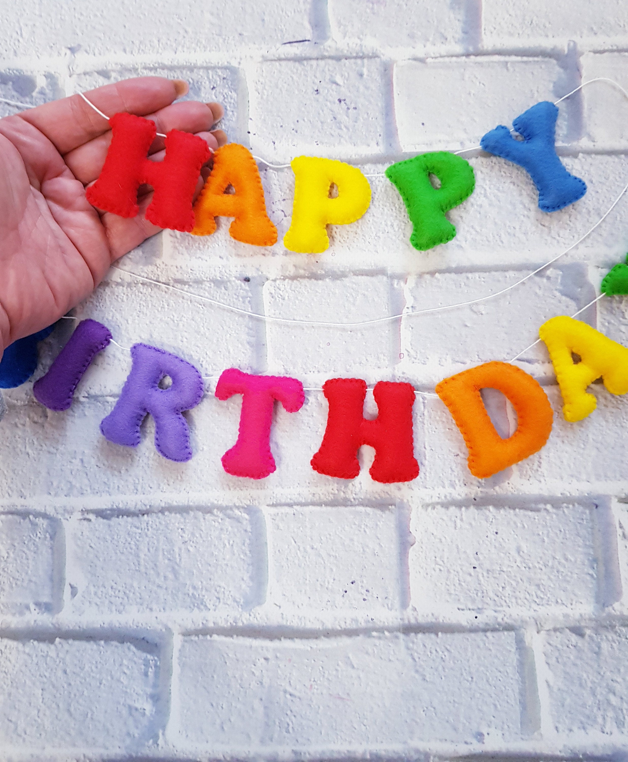 Happy Birthday banner Colorful banner Felt letters Wall | Etsy