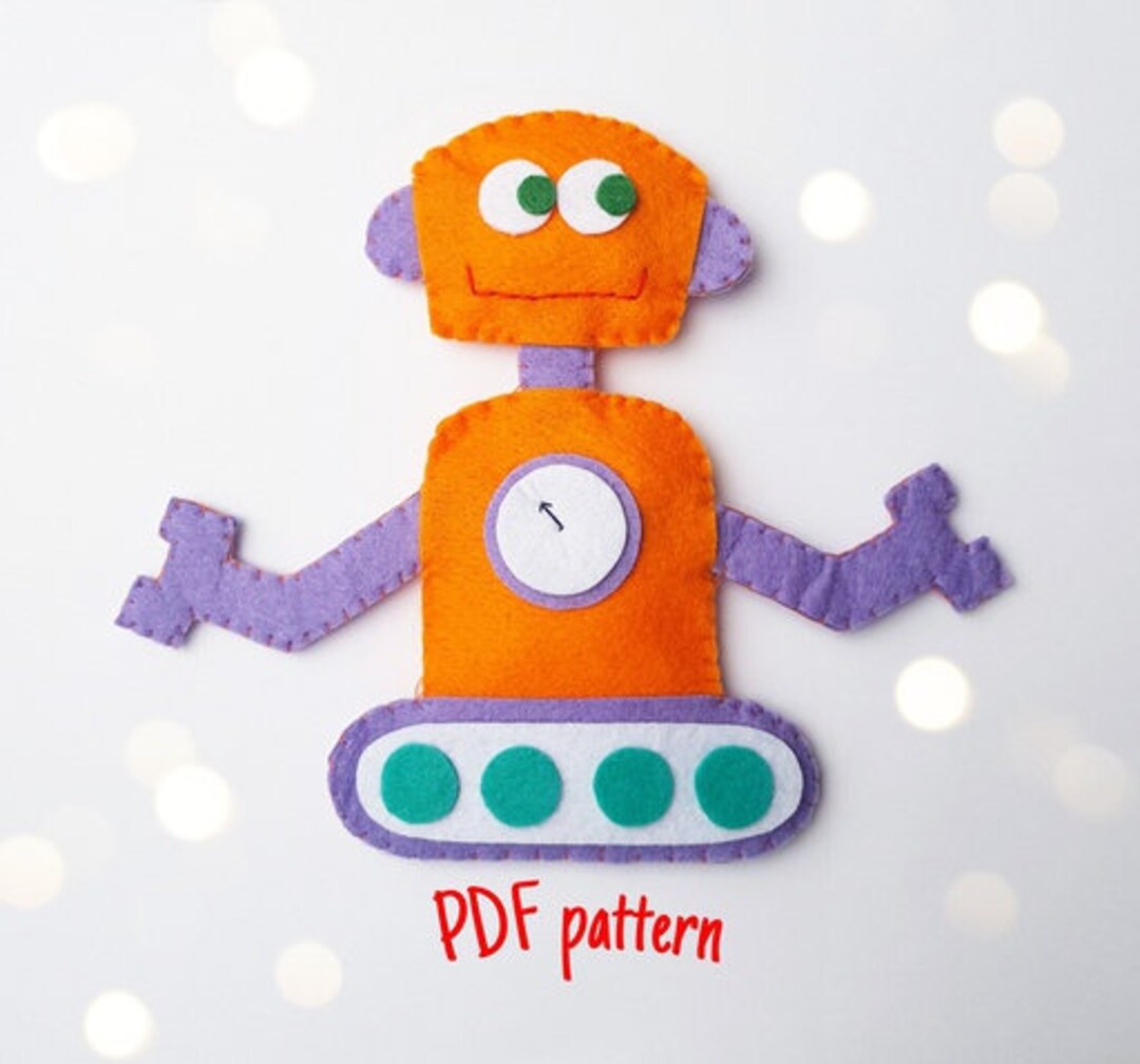 Robot Felt Sewing Pattern,robot Plush Toy Sewing Pattern, Robot Pdf Toy ...