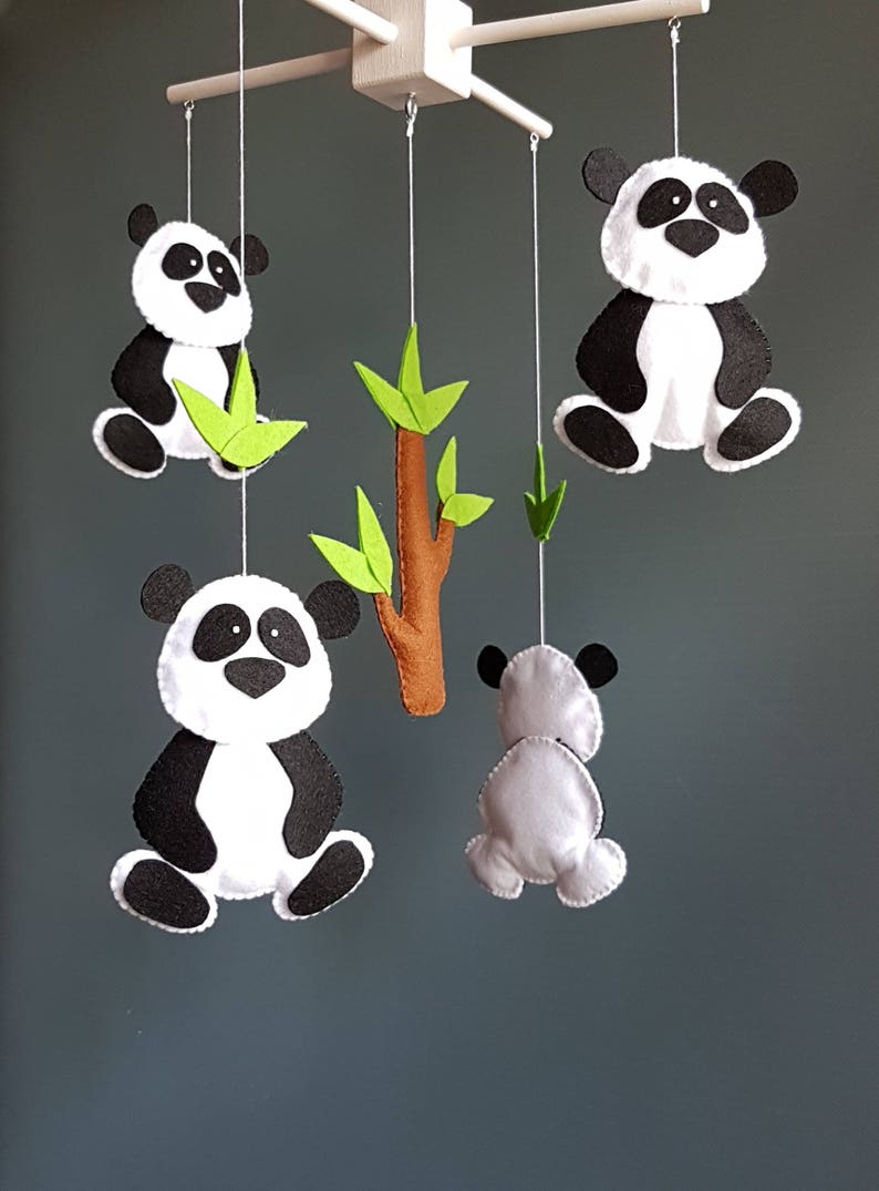 Panda baby crib mobile Nursery Cot Boy shower gift Felt | Etsy