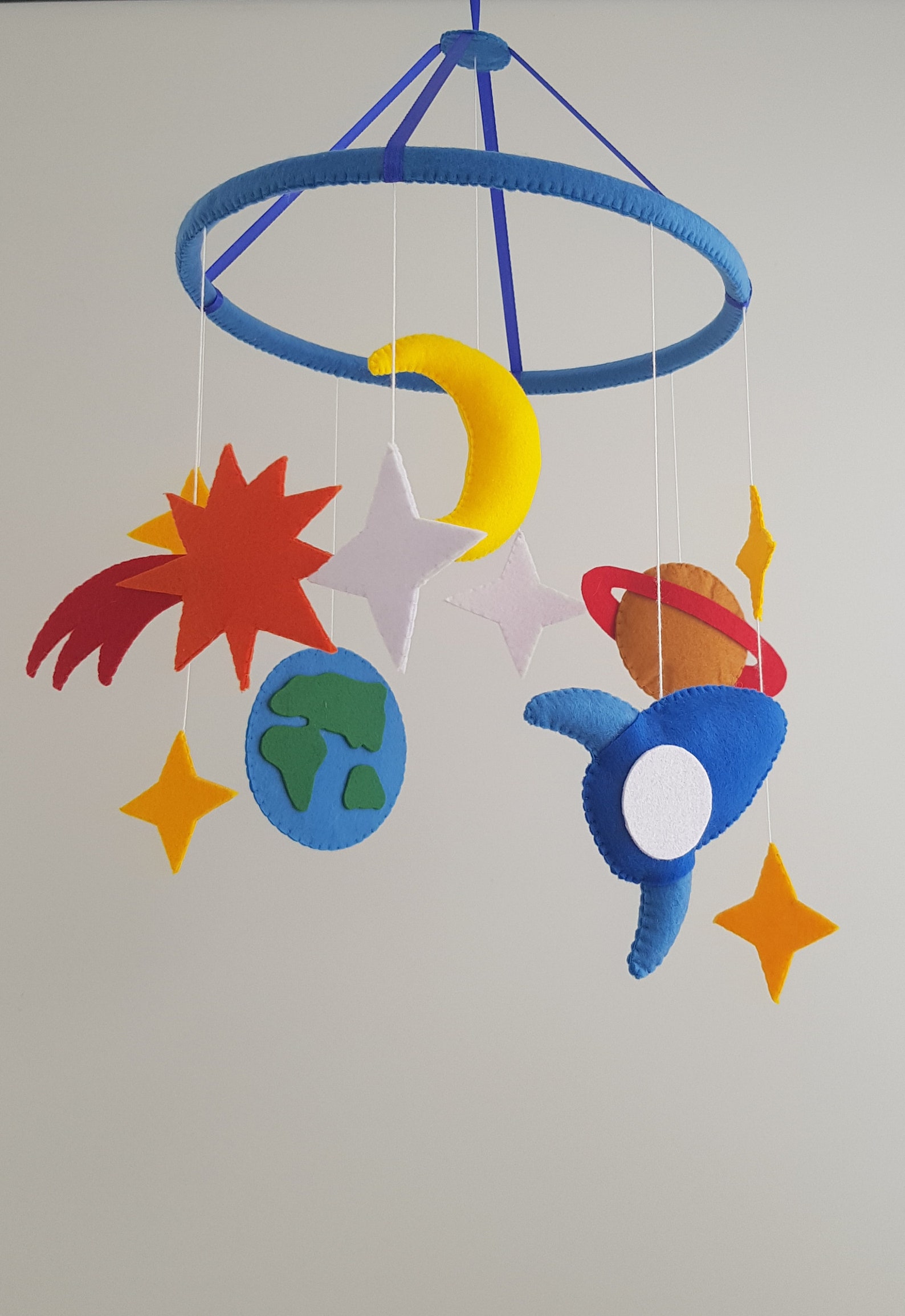 Space Baby Crib Mobile Galaxy Nursery Felt Cot Hanging Decor - Etsy