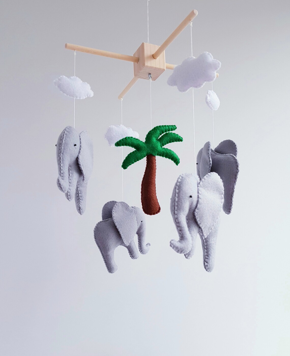 Elephant Baby Crib Mobile Nursery Felt Mobile Animals Mobile Safari ...