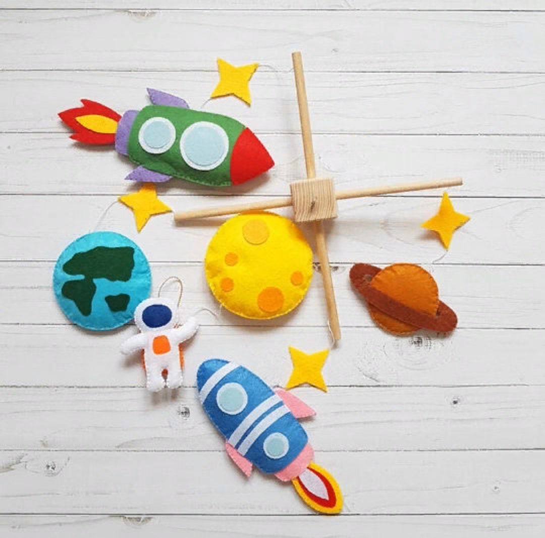 Space Baby Mobile Crib Spaceship Galaxy Astronauts Nursery Decor Planet ...