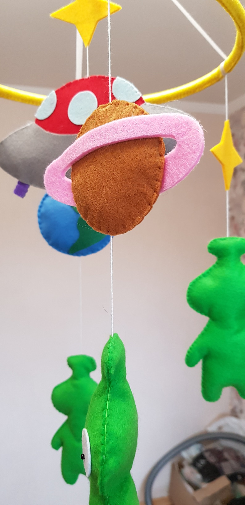 Space aliens baby crib mobile nursery decor | Etsy