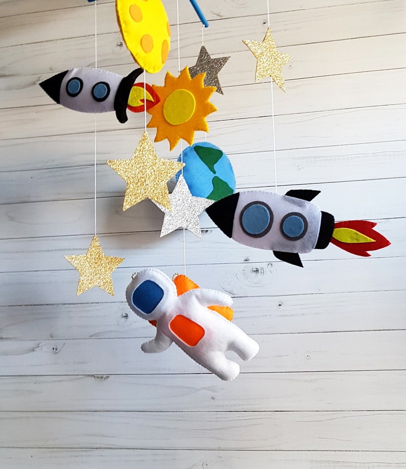 Galaxy Baby Crib Mobile Astronaut Glitter Star Space Rocket - Etsy