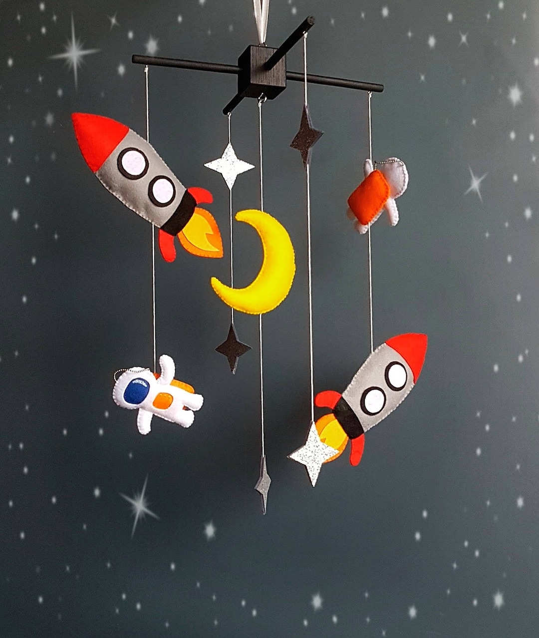 Space Baby Crib Mobile Solar System Spaceship Astronauts Nursery Mobile ...