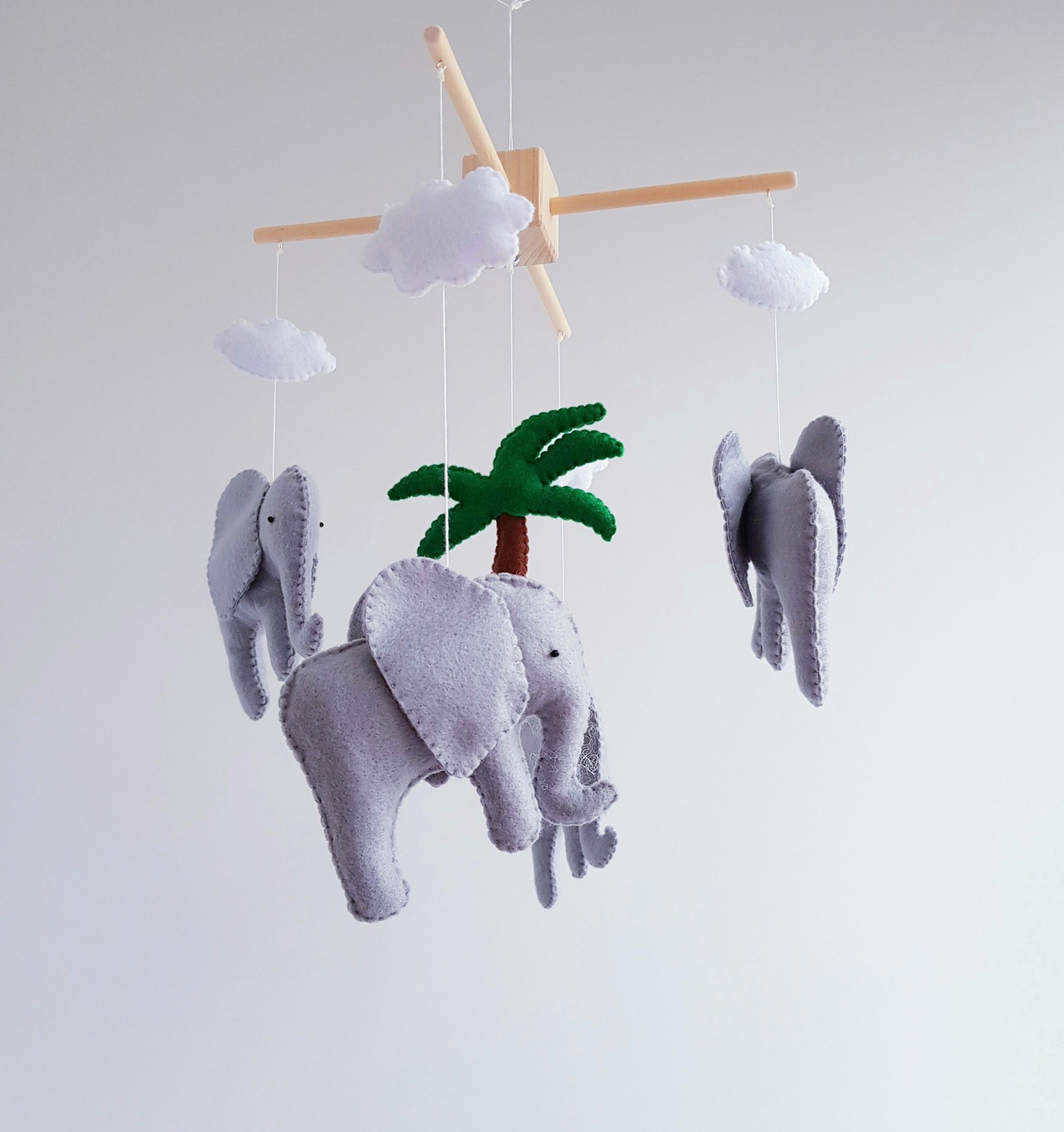 Elephant Baby Crib Mobile Nursery Felt Mobile Animals Mobile Safari ...