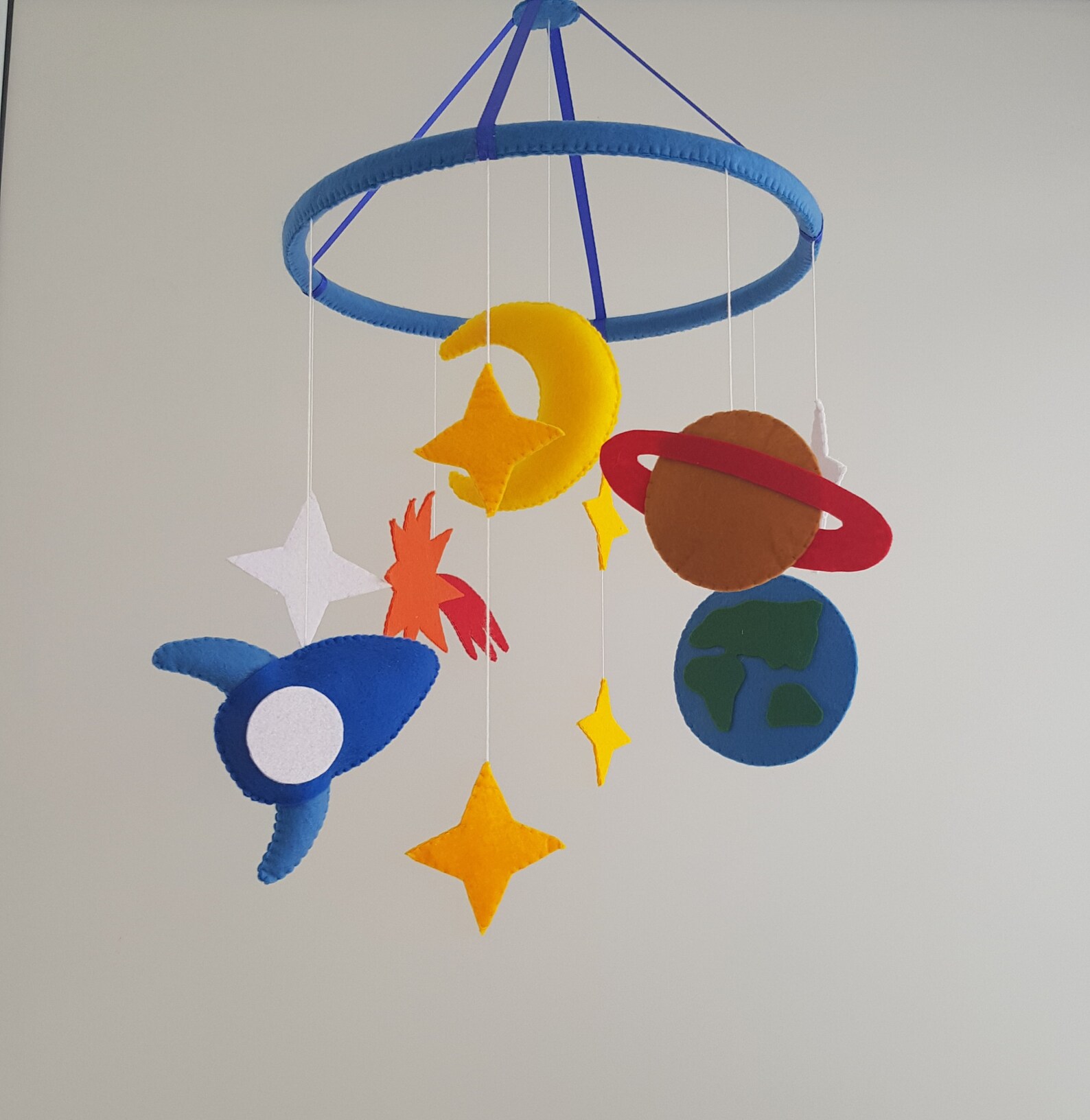 Space Baby Crib Mobile Galaxy Nursery Felt Cot Hanging Decor - Etsy