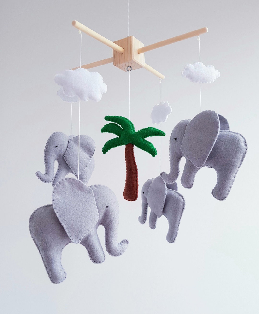 Elephant Baby Crib Mobile Nursery Felt Mobile Animals Mobile Safari ...