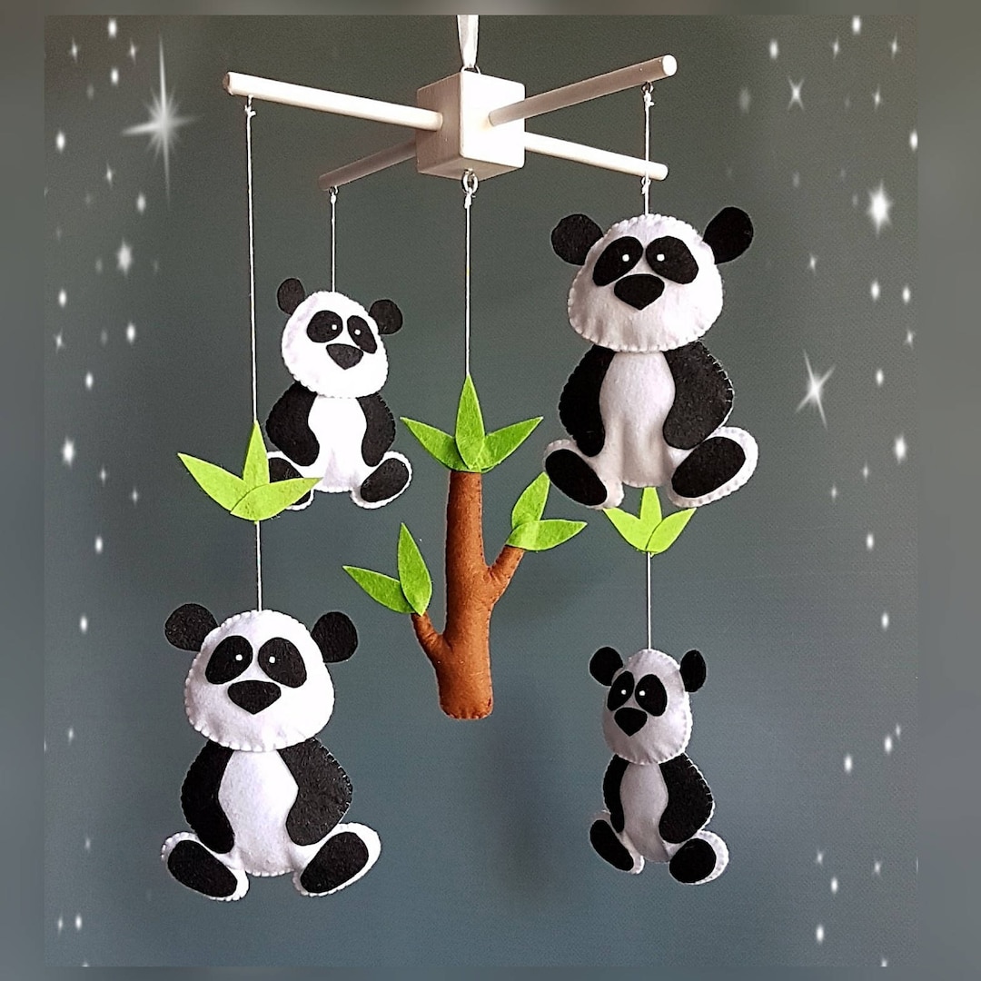 Panda Baby Crib Mobile Nursery Cot Boy Shower Gift Felt Woodland - Etsy