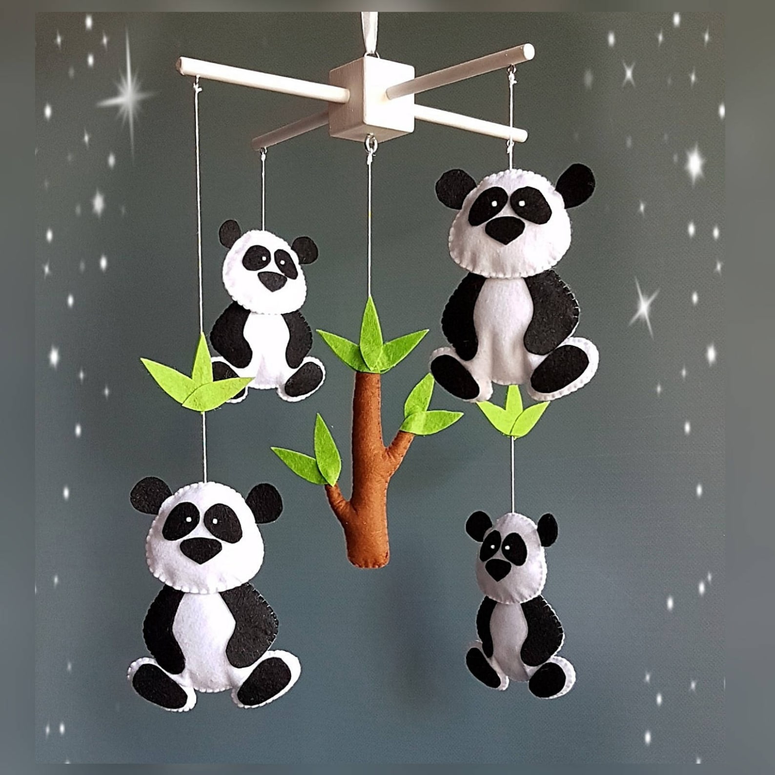 Panda baby crib mobile Nursery Cot Boy shower gift Felt | Etsy
