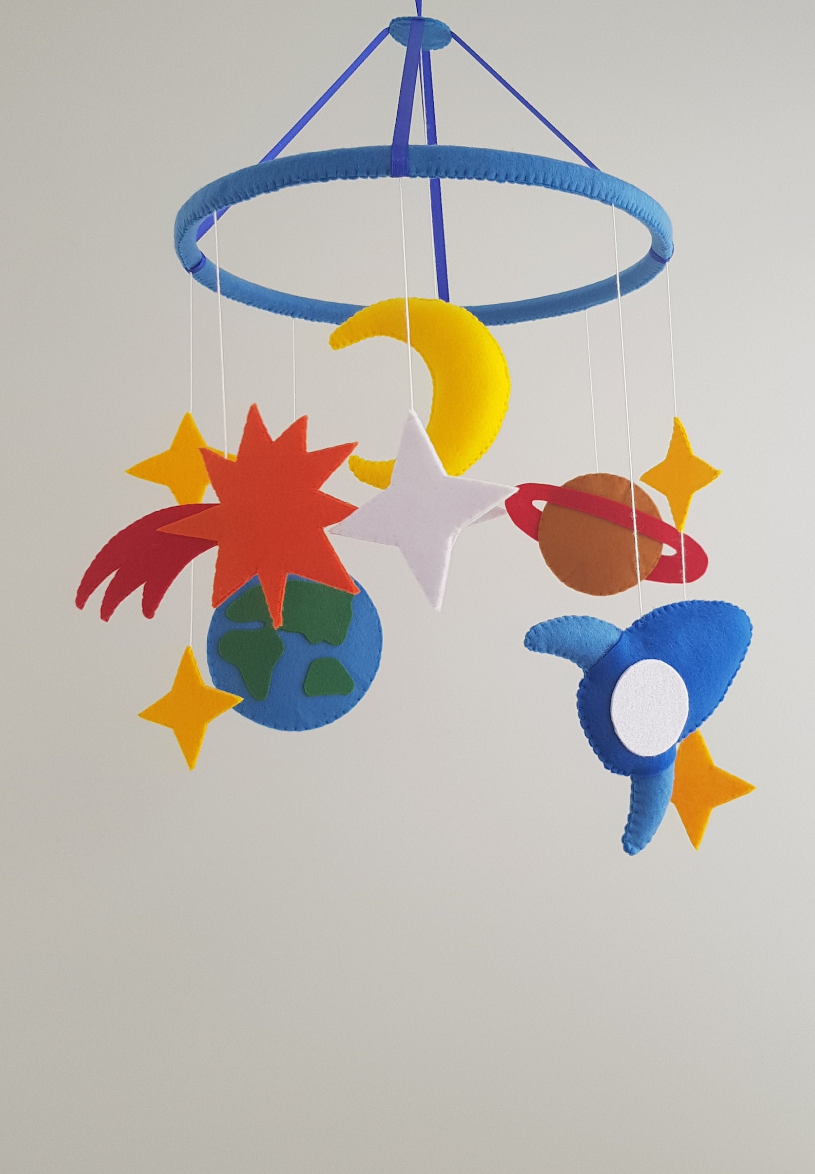 Space baby crib mobile Galaxy Nursery Felt Cot Hanging Decor | Etsy