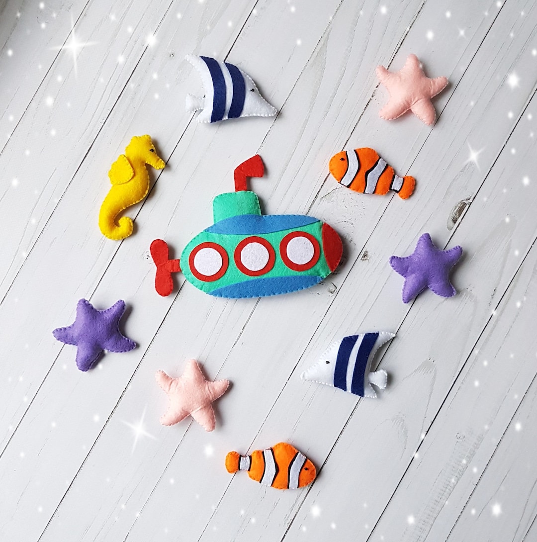 Set of Felt Toys Under the Sea Toy Nautical Nursery Sea Ornaments Ocean ...