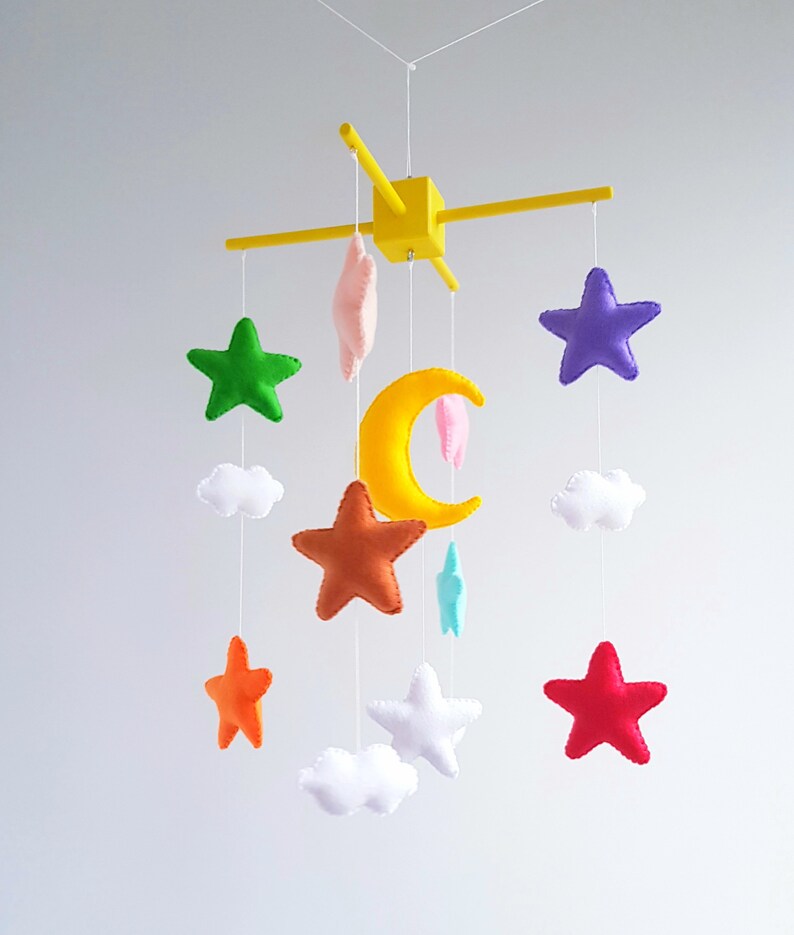 Colorful Stars Baby Crib Mobile, Nursery Baby Crib Mobile, Baby Girl ...