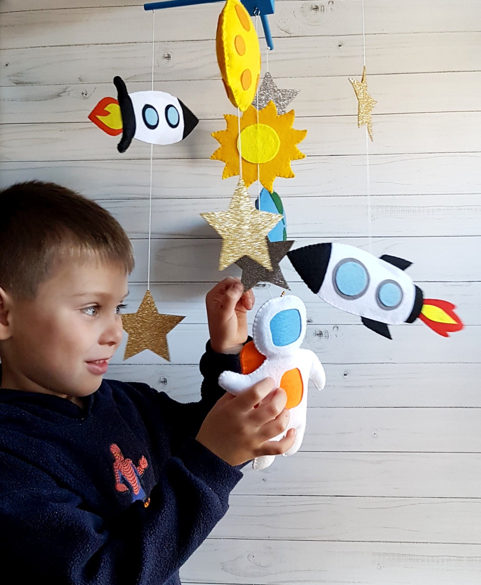 Galaxy Baby Crib Mobile Astronaut Glitter Star Space Rocket - Etsy