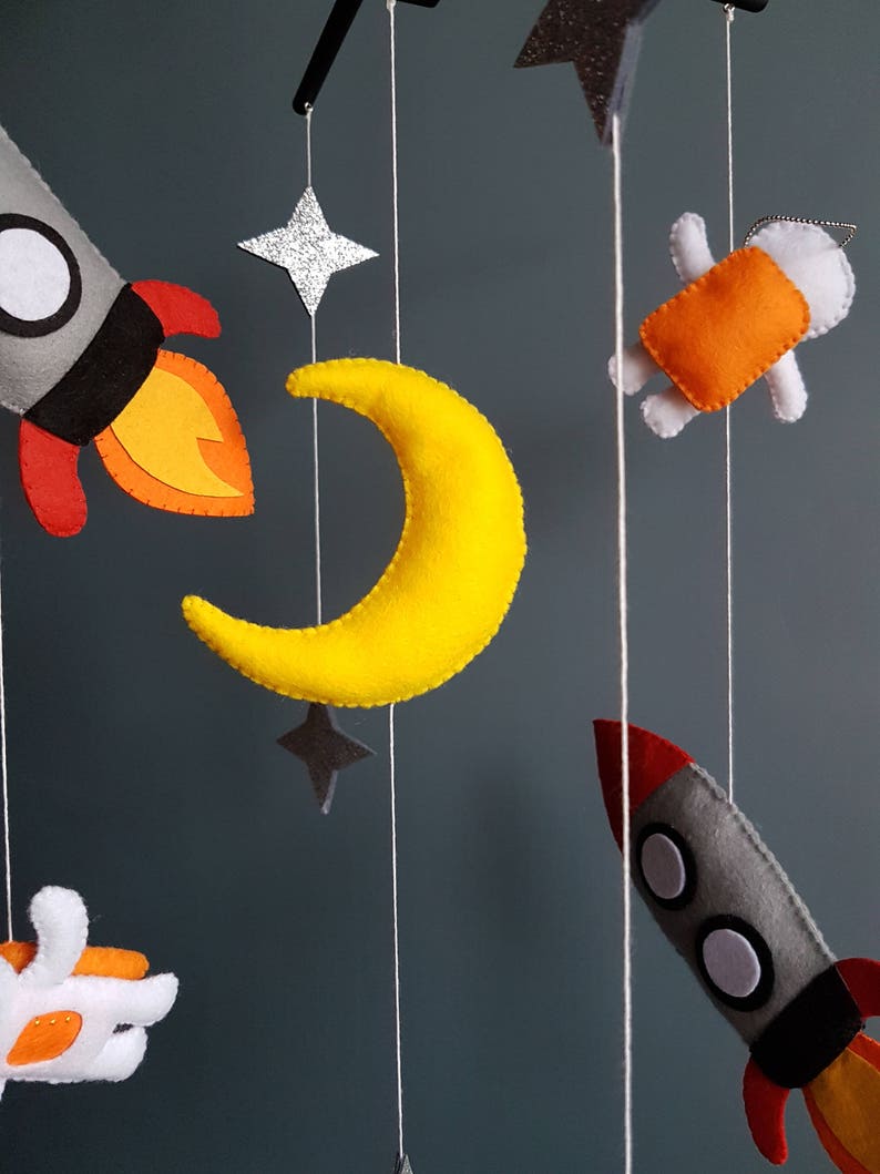 Space Baby Crib Mobile Solar System Spaceship Astronauts Nursery Mobile ...