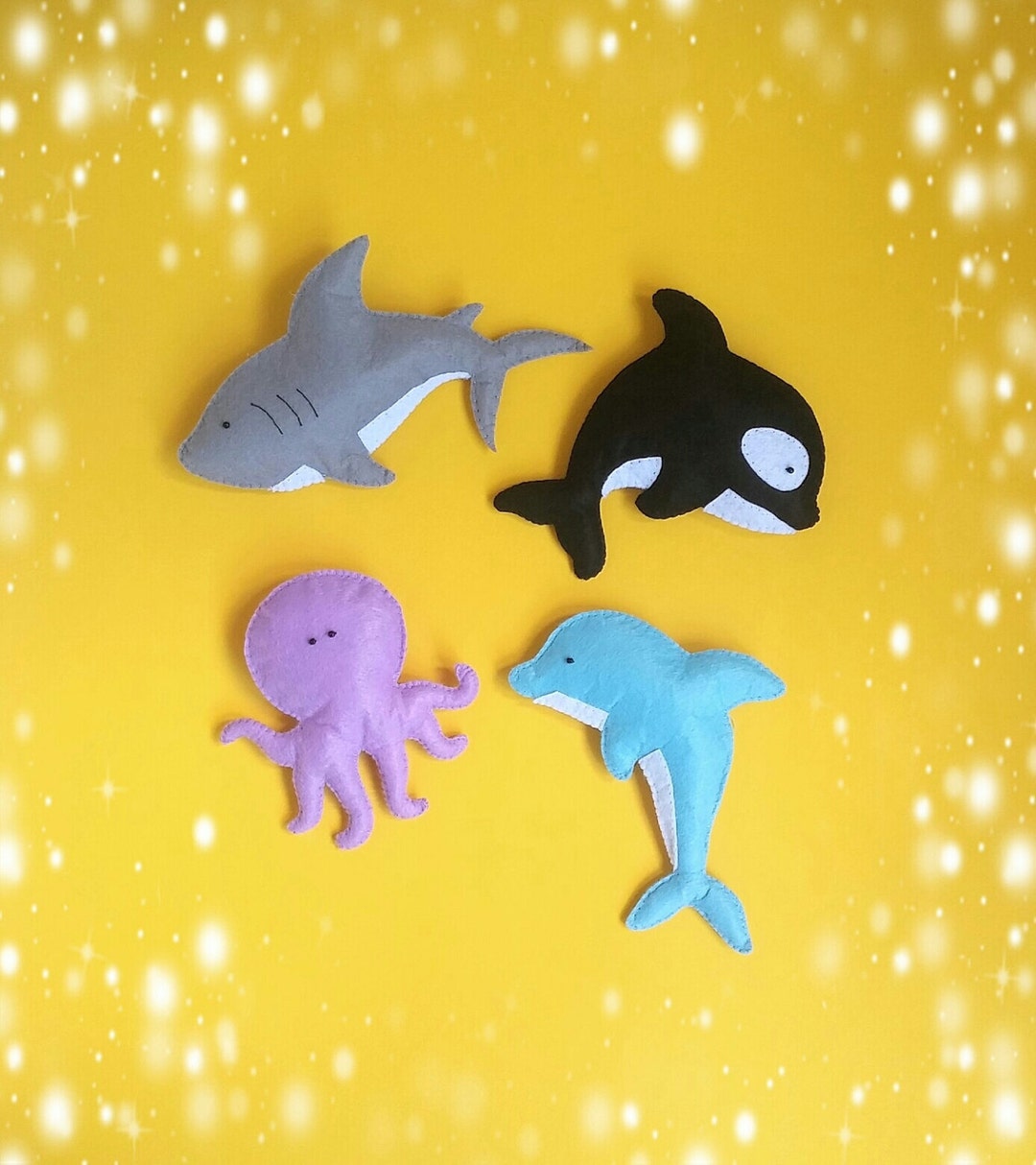 Ocean Animals Felt Toy Sea Dolphin Orca Whale Shark Octopus Marine ...